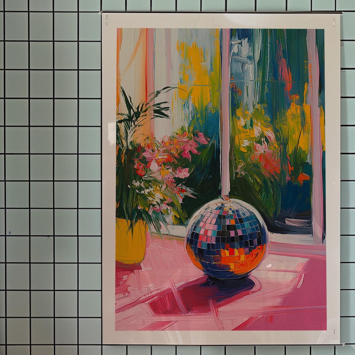 Kna Prints - Disco Ball Poster, Preppy Poster, Pink Wall Art, Kitchen ...