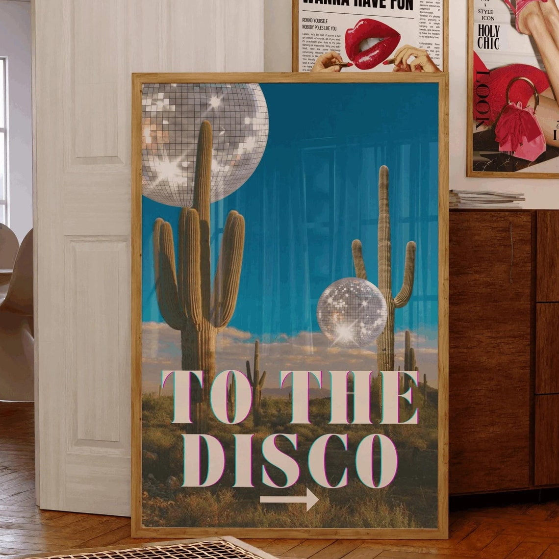 Kna Prints - Disco Cactus Poster, Typography Print, 70S Aesthetic ...