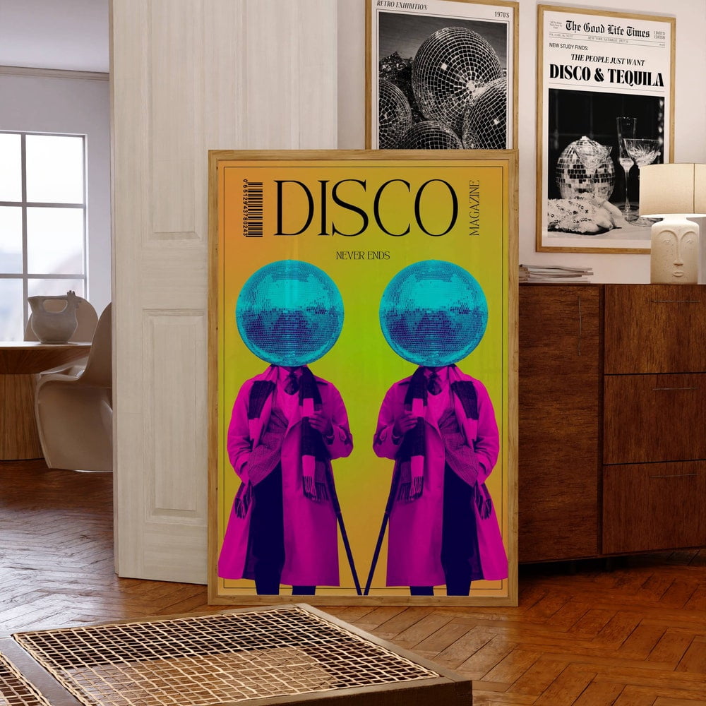 Kna Prints - Disco Magazine Poster, Retro Bar Cart Art, 70S Prints ...