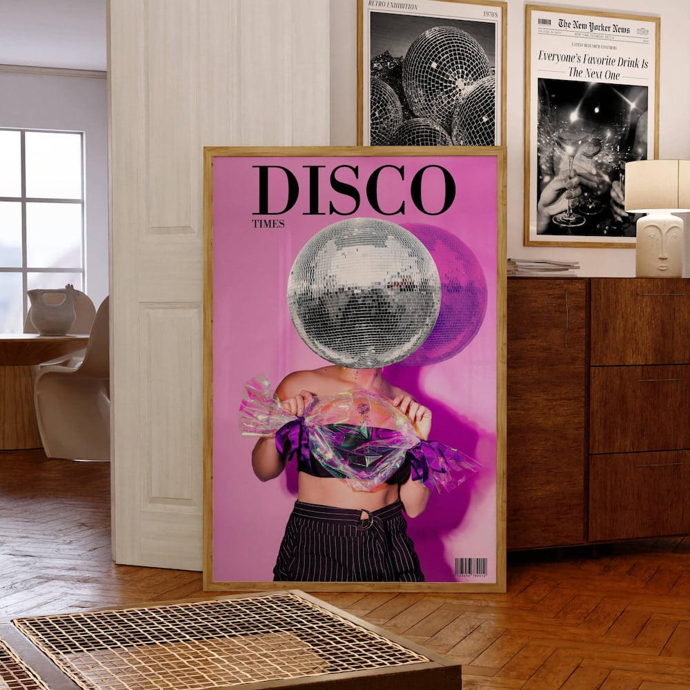 Kna Prints - Disco Newspaper Poster, Retro Bar Cart Wall Art, 70S Wall ...