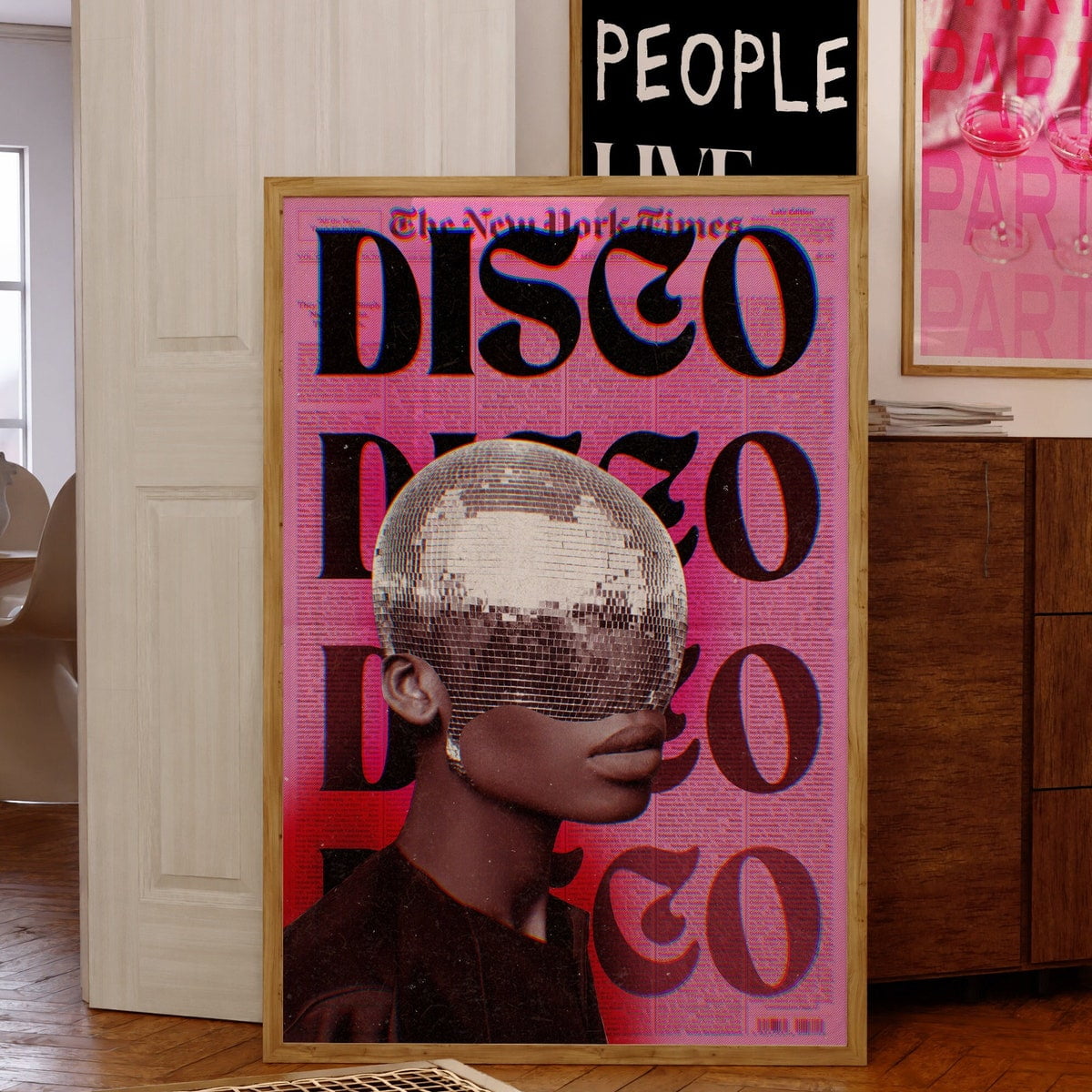 Kna Prints - Disco Poster, 70S Wall Art, Pink Wall Art, Trippy Print ...