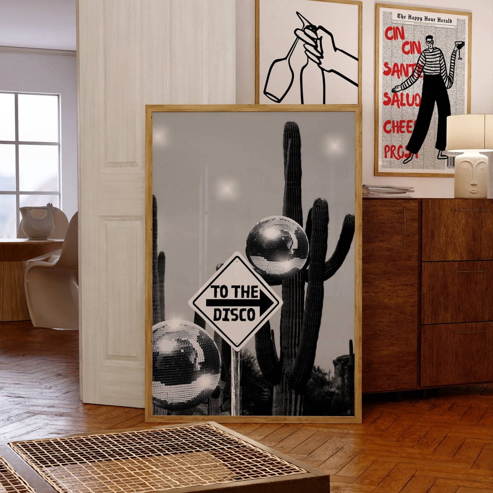 Kna Prints - To The Disco Print, Trendy Wall Art, Bar Cart Art, Collage ...