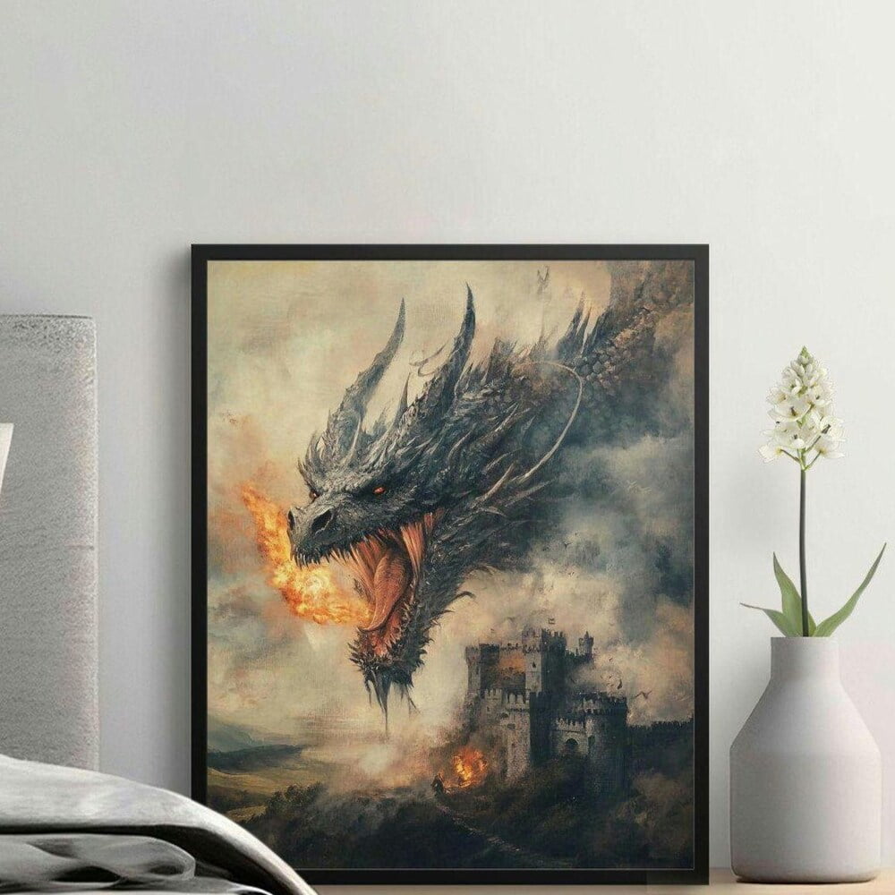 Kna Prints - Dragon Wall Poster Print, Fire Breathing Dragon Poster ...