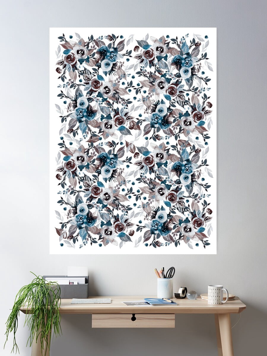 Kna Prints - Dreamy, Magical Midnight Rose Garden In Blue And Sepia I ...