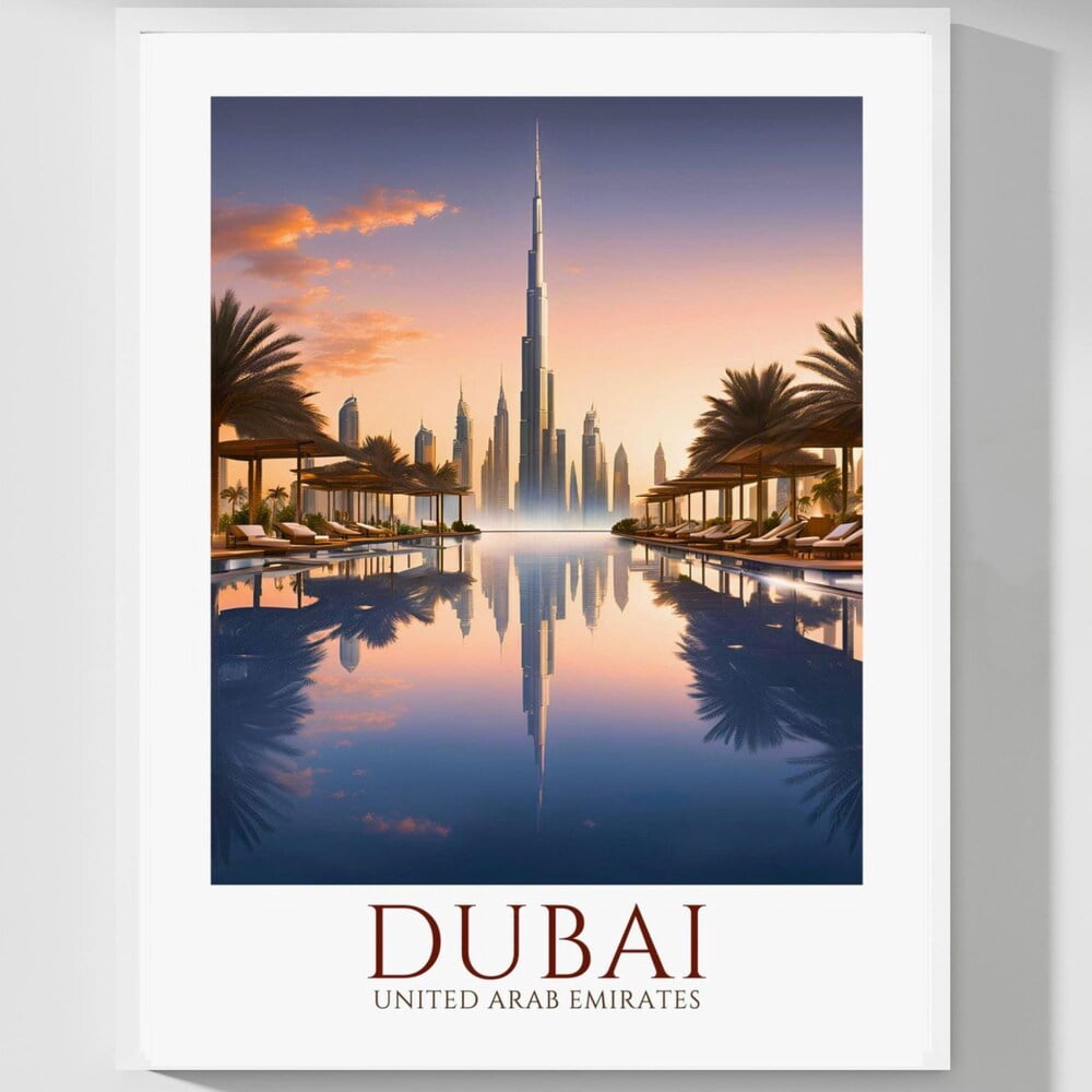 Kna Prints - Dubai Poster Print, Wall Art Decoration, Dubai Skyline ...