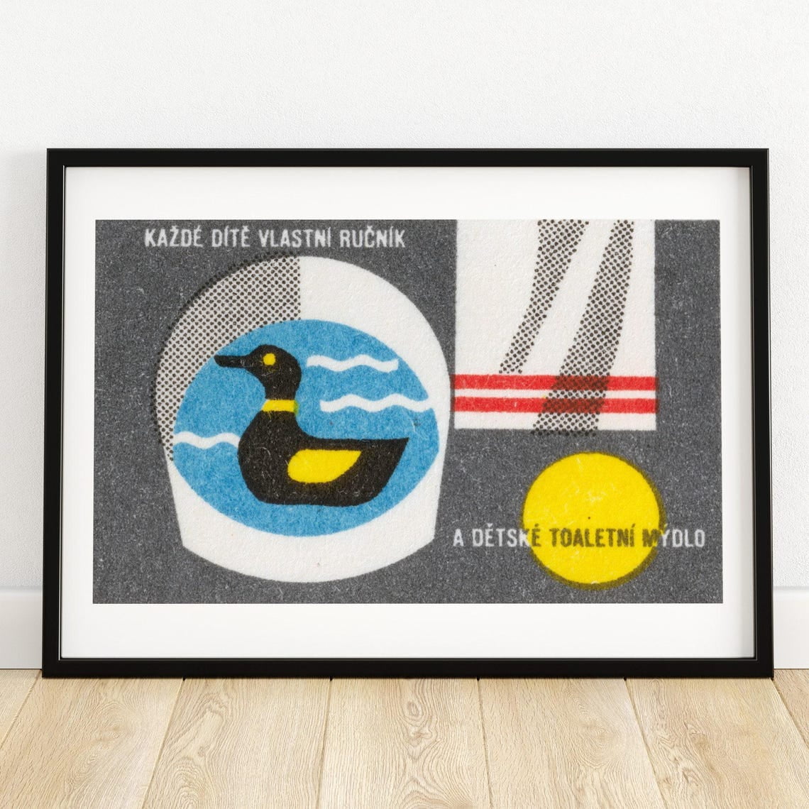 Kna Prints - Duck Swimming In Bucket - Matchbox Print - Czech Wall Art ...