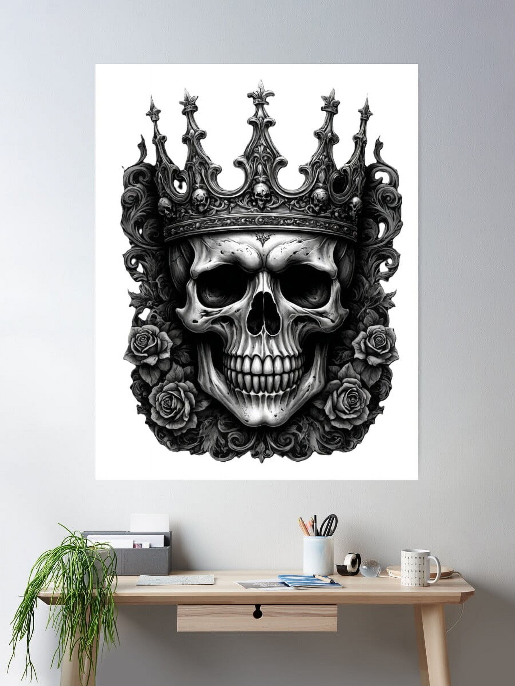 Kna Prints - Dystopian Skull And Crown Poster Wall Art, Modern Wall ...