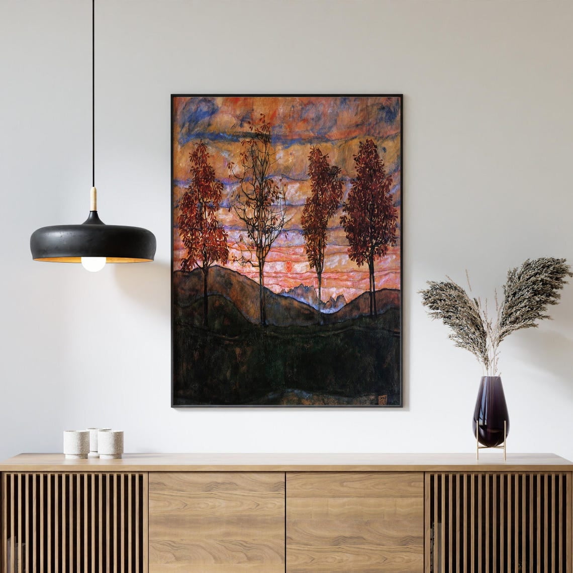 Kna Prints - Egon Schiele Poster, Four Trees, Egon Schiele Art Print ...