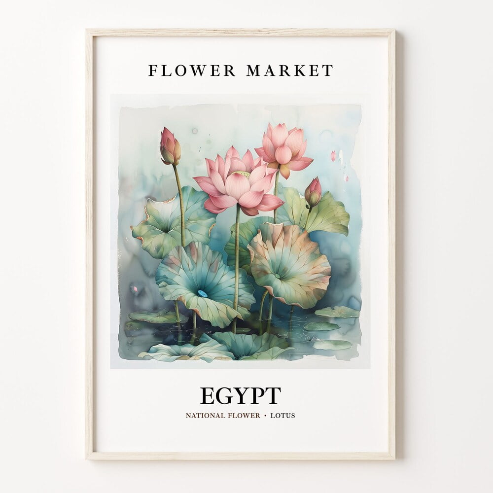 Kna Prints - Egypt National Flower Poster Print, 1960S Lotus Wall Art ...