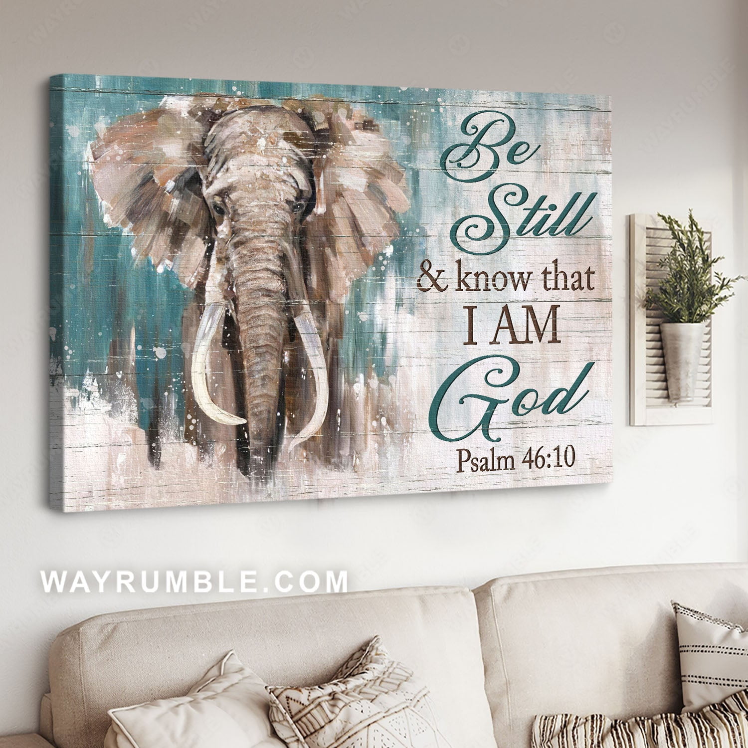 Kna Prints - Elephant Drawing, Watercolor Painting, Bible Verse, Be ...