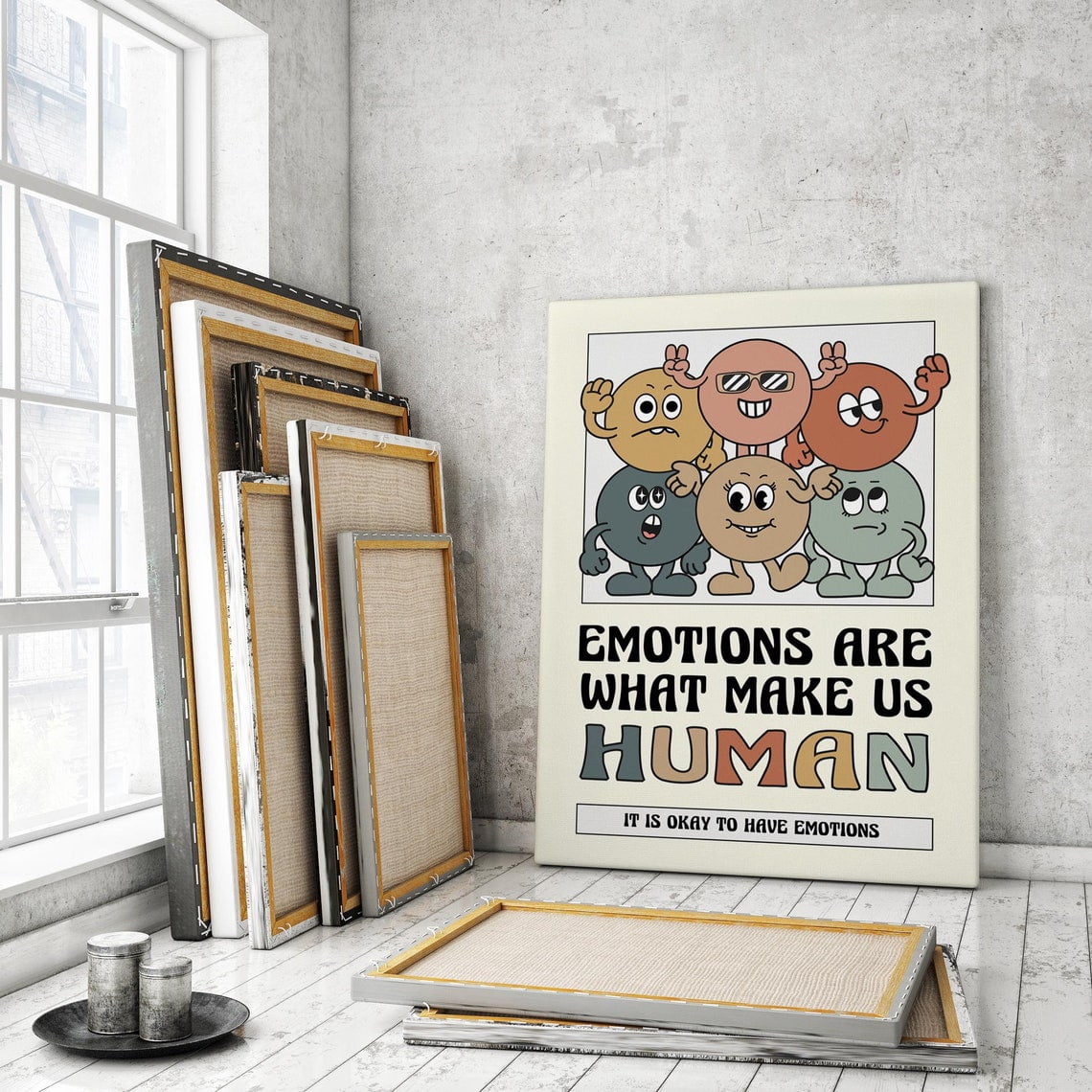 Kna Prints - Emotions Make Us Human Boho Colors Poster, Retro ...