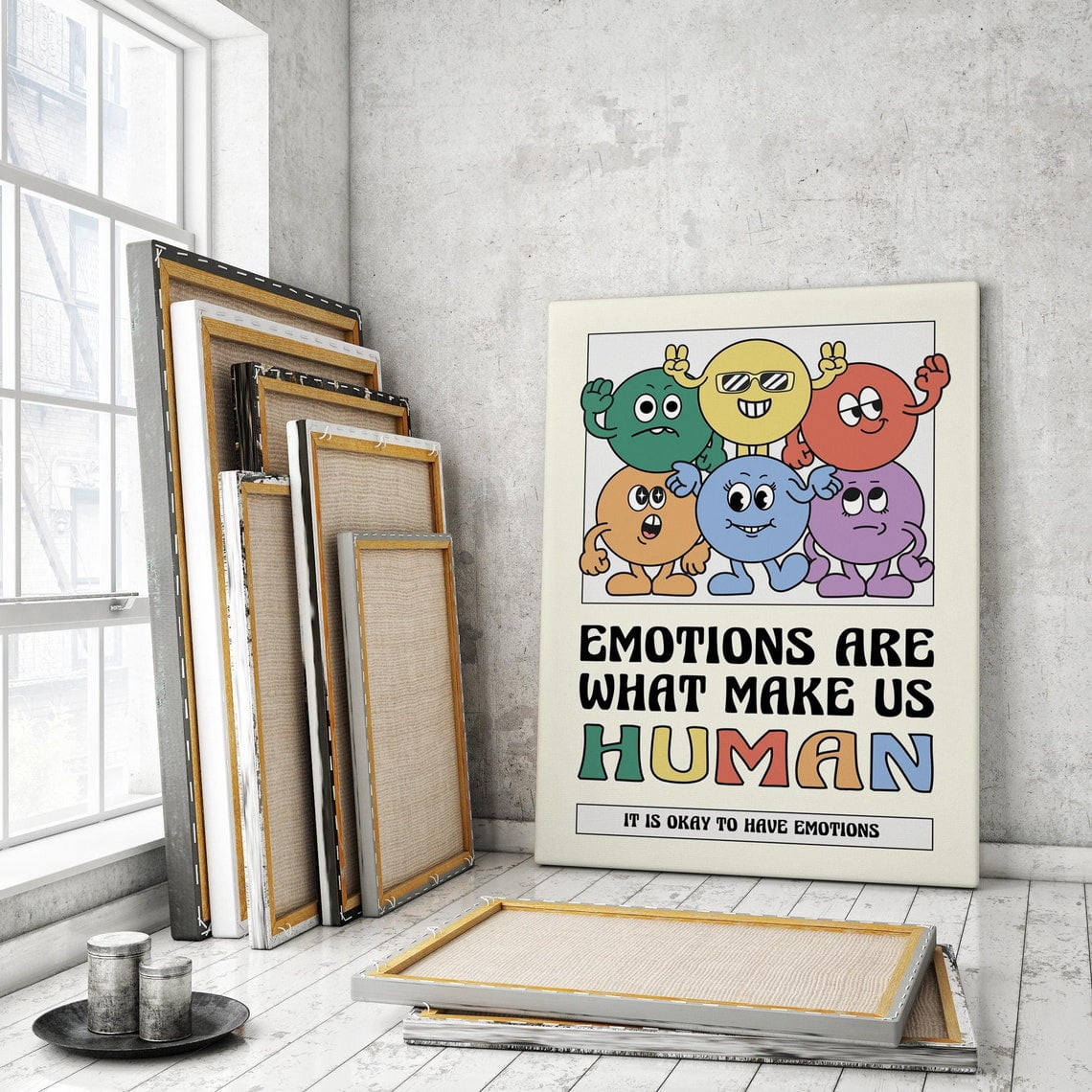 Kna Prints - Emotions Make Us Human Poster, Retro Motivation Poster ...