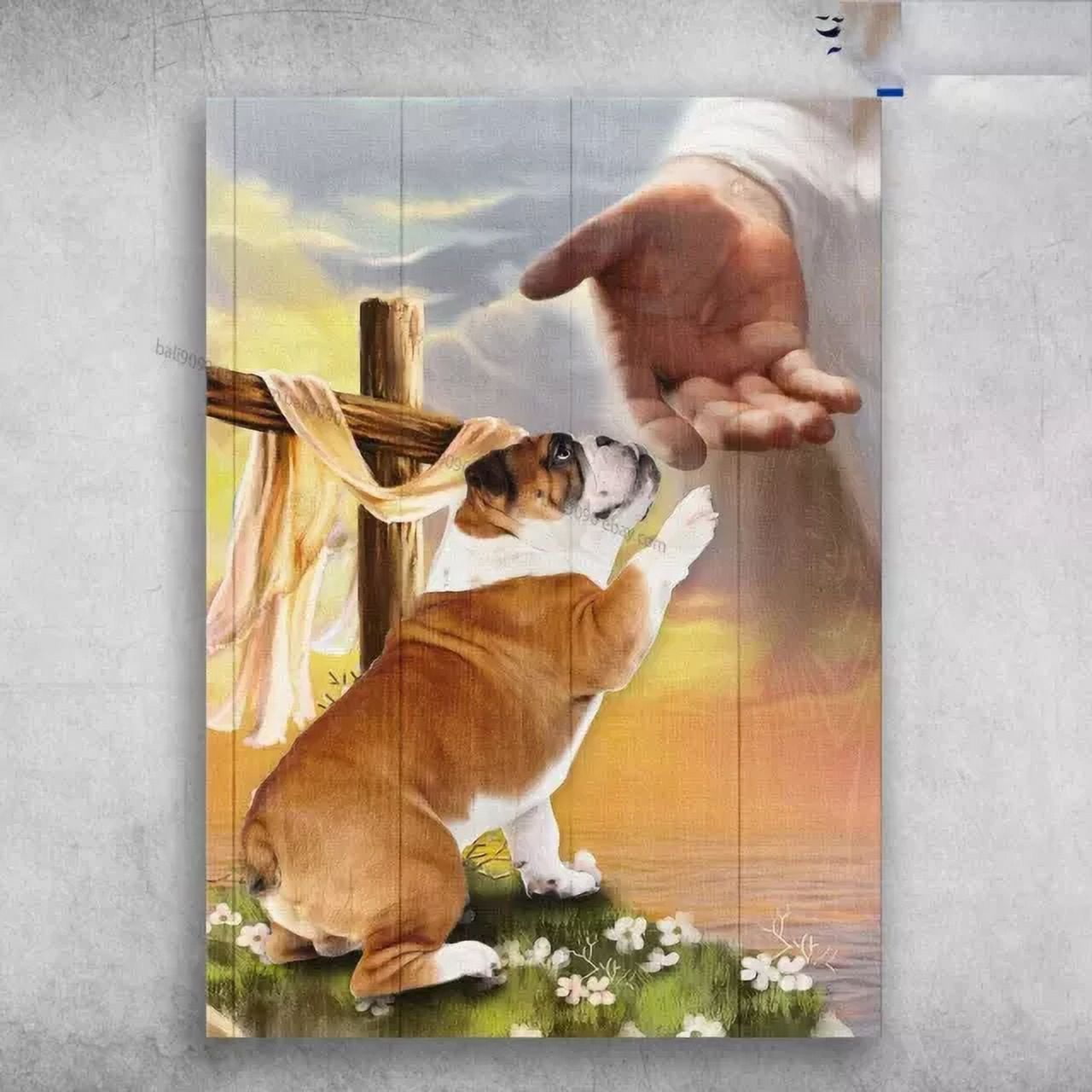 Kna Prints - English Bulldog, God Hand, Jesus Cross, Dog God Lover Home ...