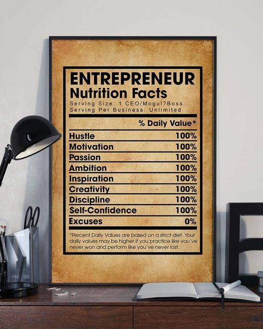 Kna Prints - Entrepreneur Nutrition Facts Posterll Art Decor Wall Art ...
