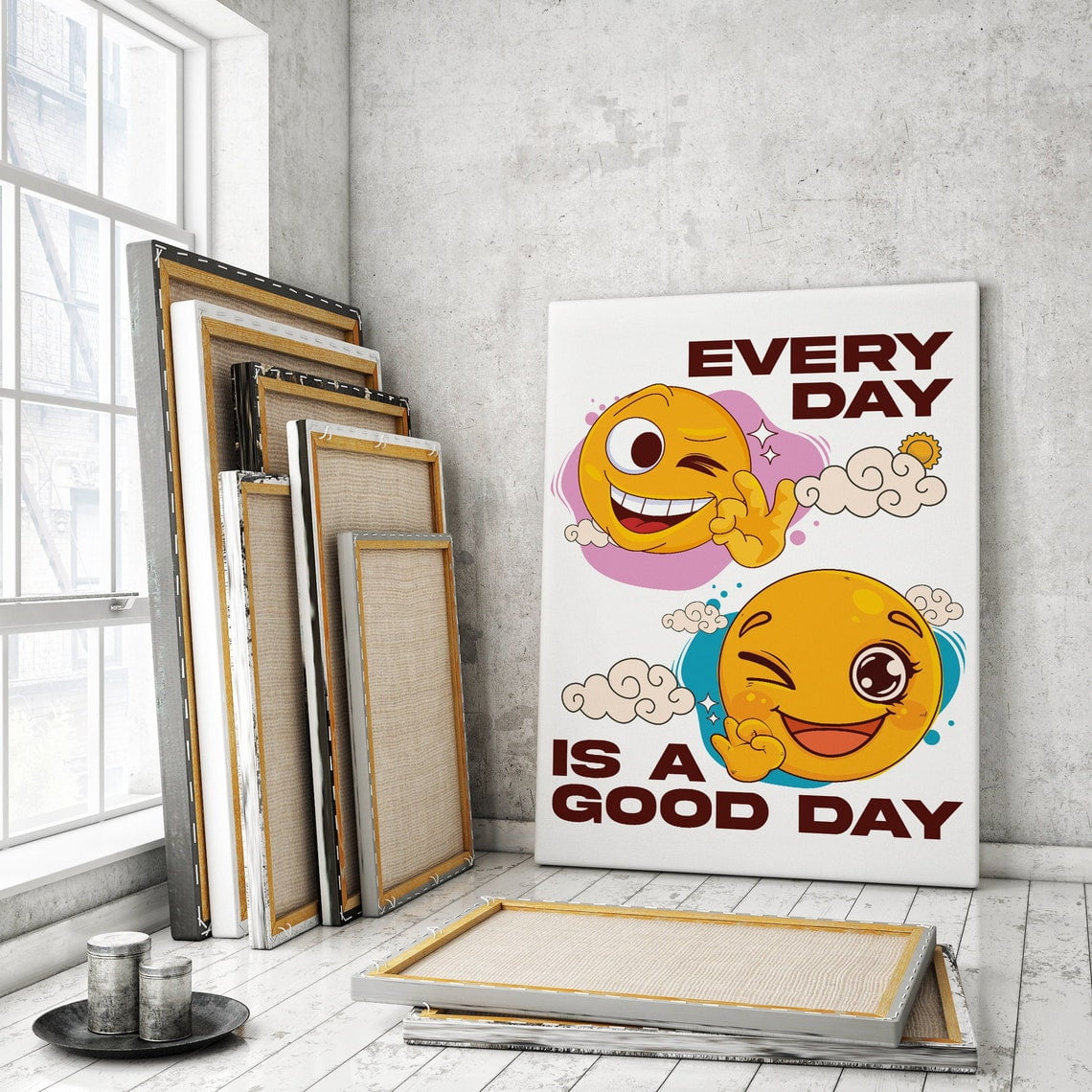 Kna Prints - Every Day Is A Good Day Poster, Retro Motivation Poster ...