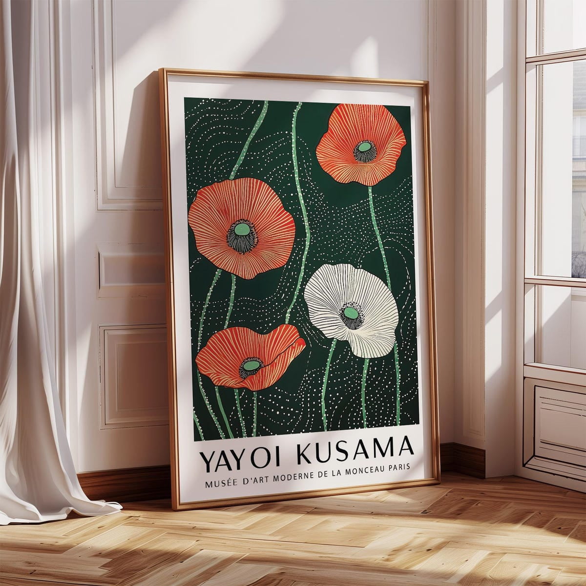 Kna Prints - Extra Large Floral Wall Art Poppy Print In Red And Cream ...