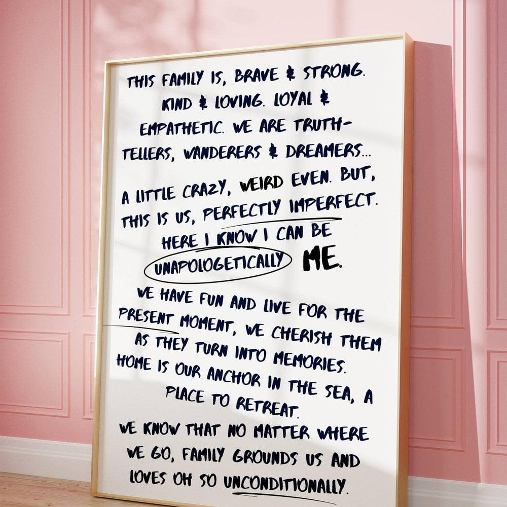 Kna Prints - Family Mantra, Family Poster, Black And White Art ...