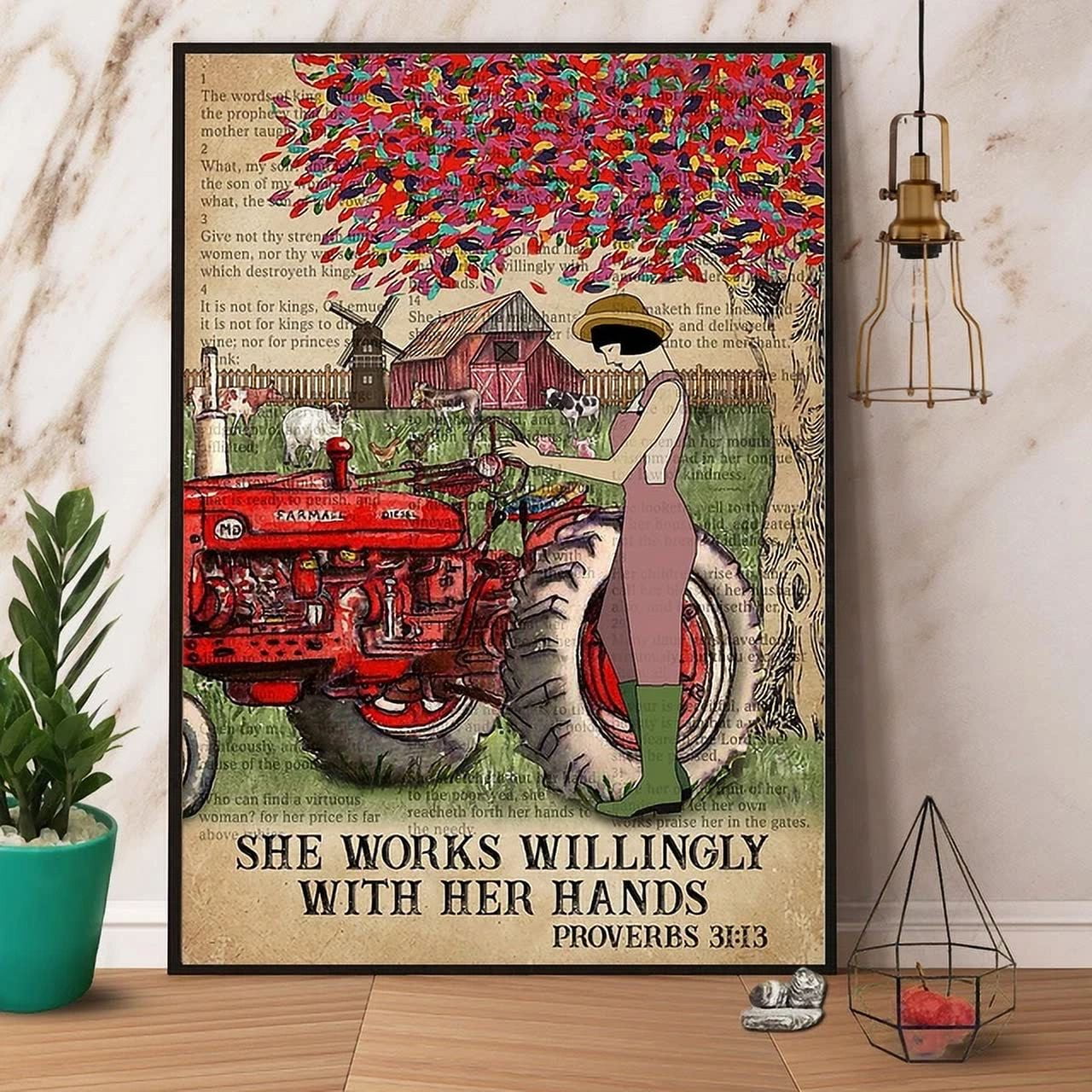 Kna Prints - Farm Girl She Works Willingly With Her Hand Cow Farmhouse ...