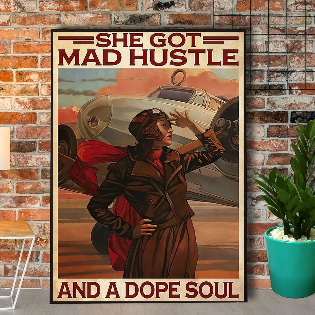 Kna Prints - Female Pilot She Got Mad Hustle Vintage Paper Poster No ...