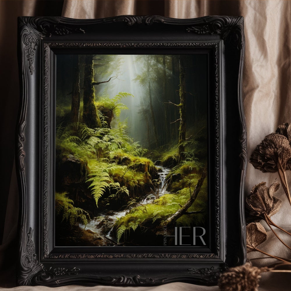 Kna Prints - Ferns And Moss In Dark Forest Core Cottagecore Academia ...