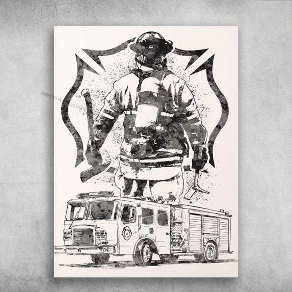 Kna Prints - Firefighter Poster, Fire Truck, Gift For Firefighter ...
