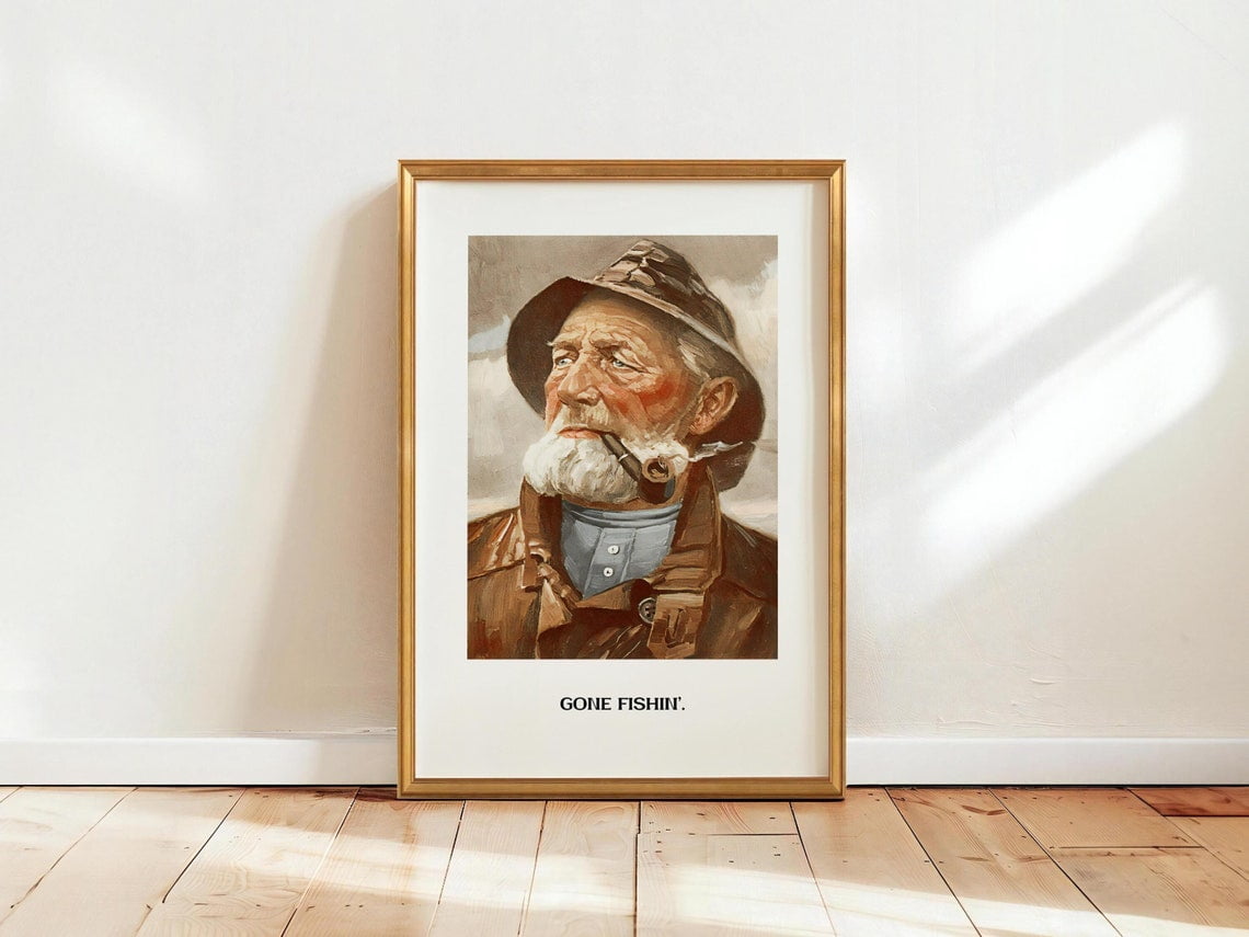 Kna Prints - Fisherman Art Print Gift For Fisherman Retro Fishing Art ...