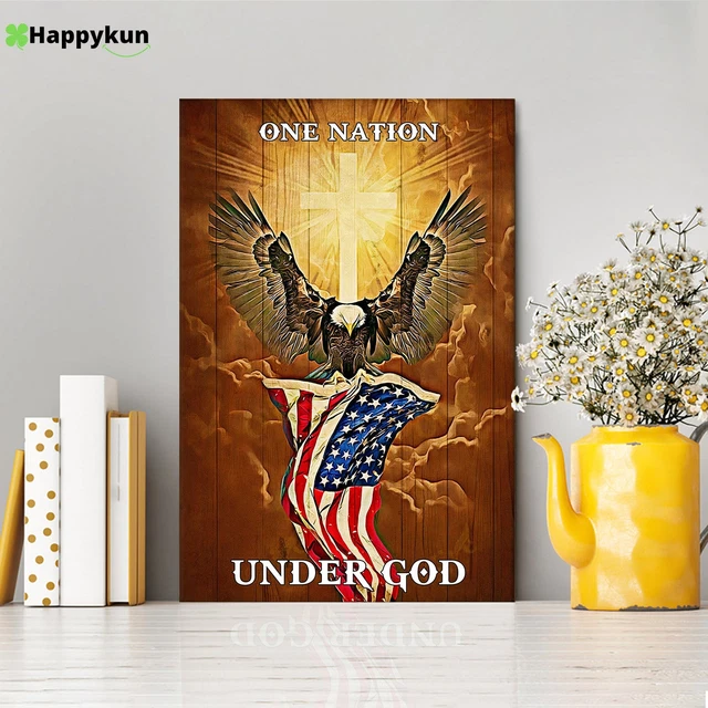 Kna Prints - Flag American One Nation Under God L Art Christian Wall ...