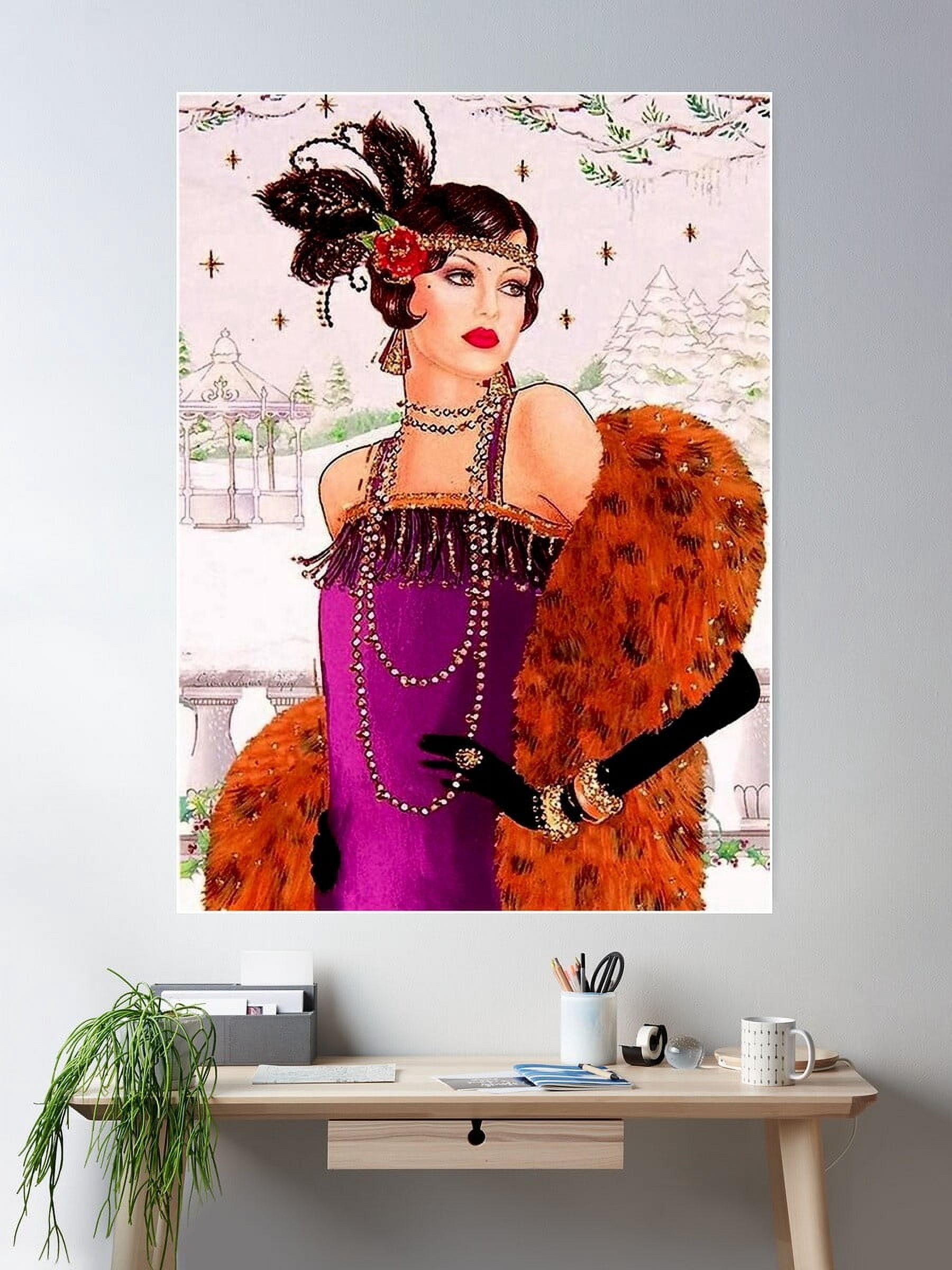 Kna Prints - Flapper In Purple : Vintage 1925 Art Deco Print Poster ...
