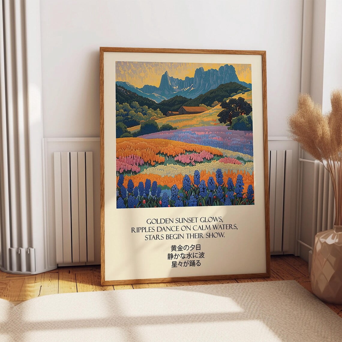 Kna Prints - Floral Field Art - Twilight Mountain Landscape Art Print ...