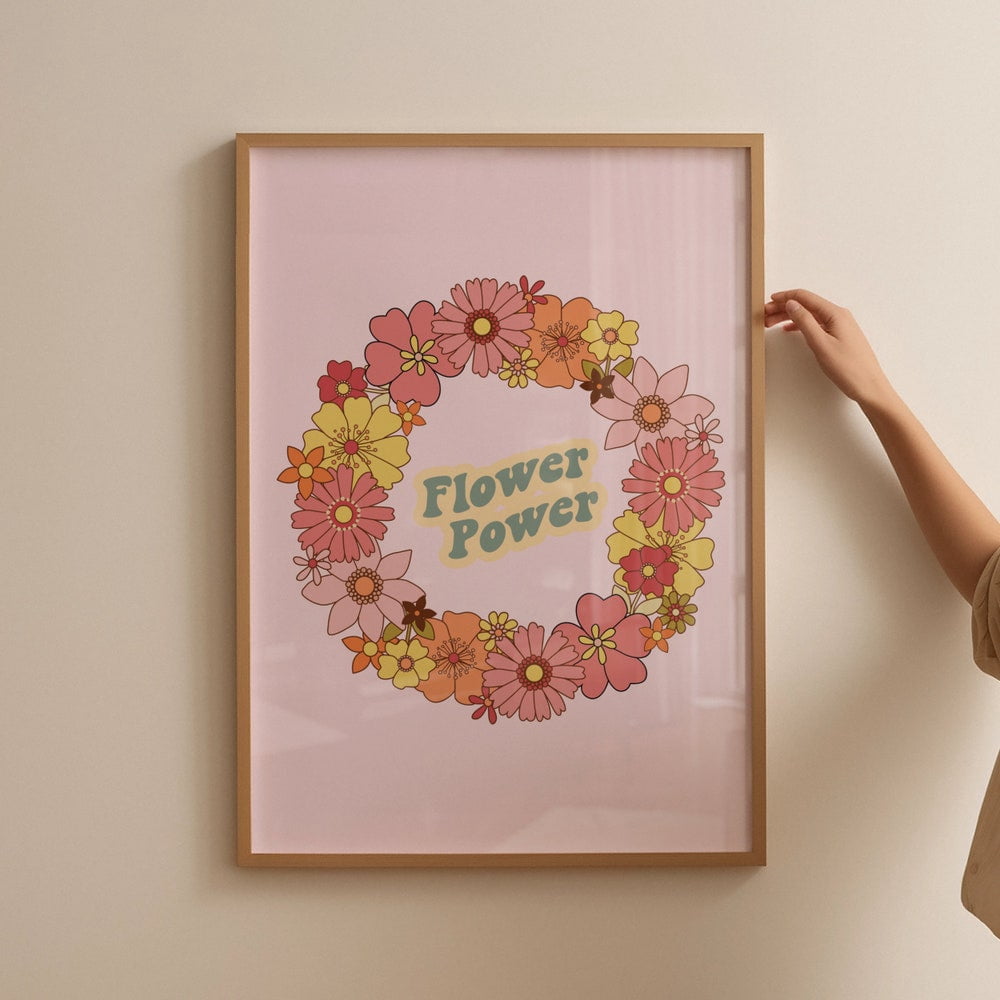 Kna Prints - Flower Power Wall Print, Retro Wall Art, Retro Flower ...