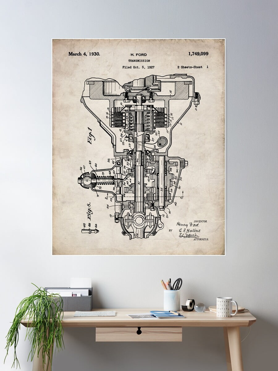 Kna Prints - Ford Transmission Patent - Mechanic Auto Repair Garage Art ...