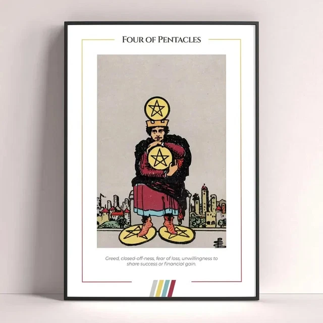 Kna Prints - Four Of Pentacles Tarot Card Poster, Tarot Art Print,Tarot ...