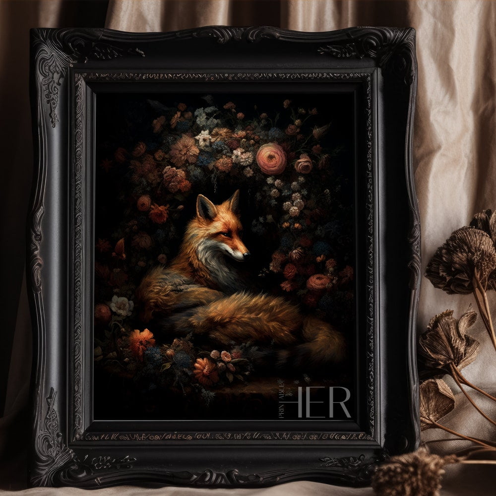 Kna Prints - Fox Family In Den Dark Forest Core Cottagecore Academia ...