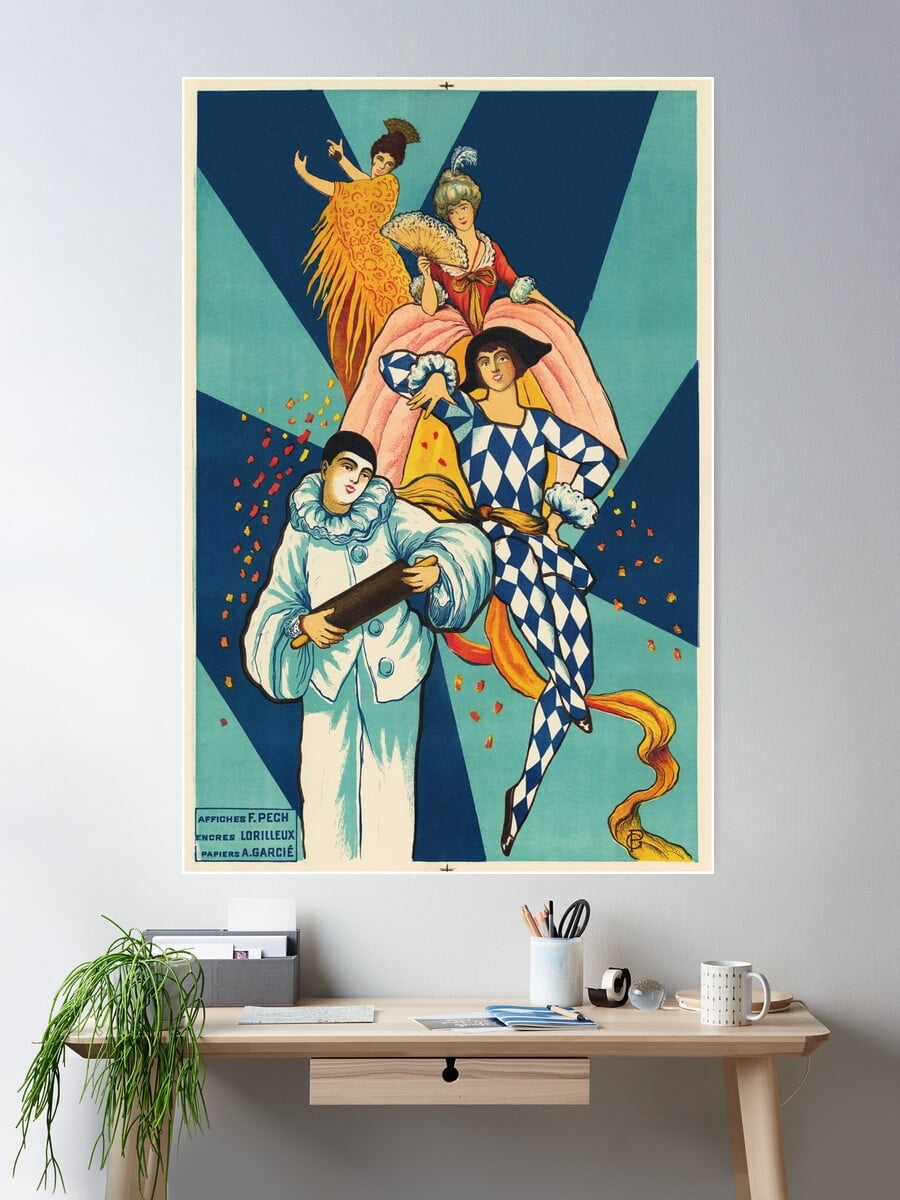 Kna Prints - French Affiches F Pech Masquerade Ball Circus Costume Party 1930 Vintage Art Deco ...