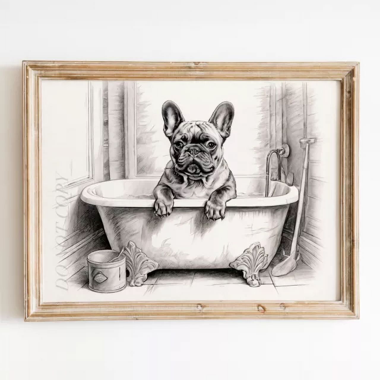 Kna Prints - French Bulldog In The Bathtub Funny Dog Animal Bathroom ...
