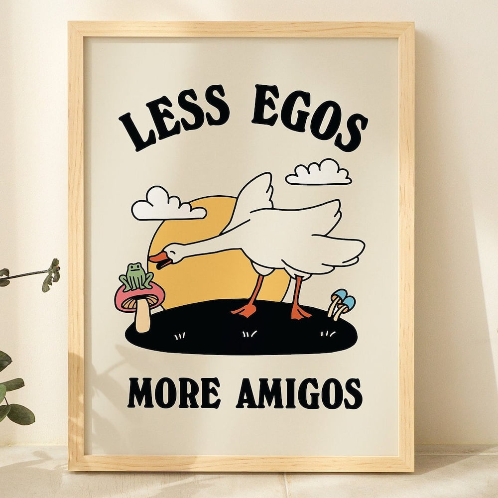 Kna Prints - Friendly Goose Wall Print, Retro Frog Illustration, 70S ...