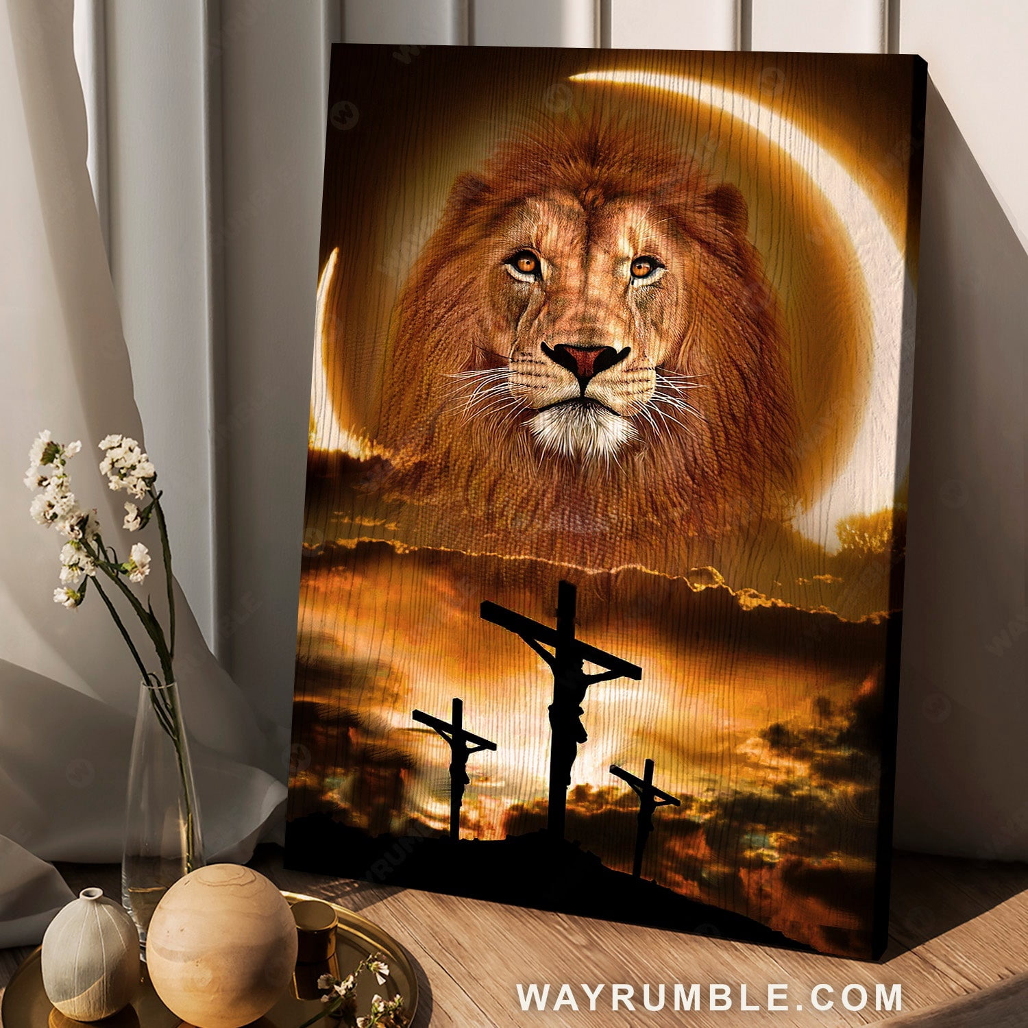 Kna Prints - Full Moon Background, Lion Of Judah, Jesus On The Cross ...