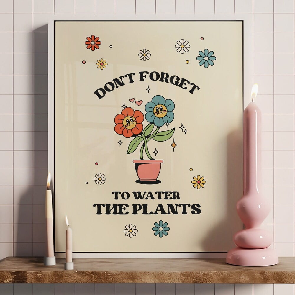 Kna Prints - Fun Retro Flower Print Colourful Plant Wall Art Plant Lady ...