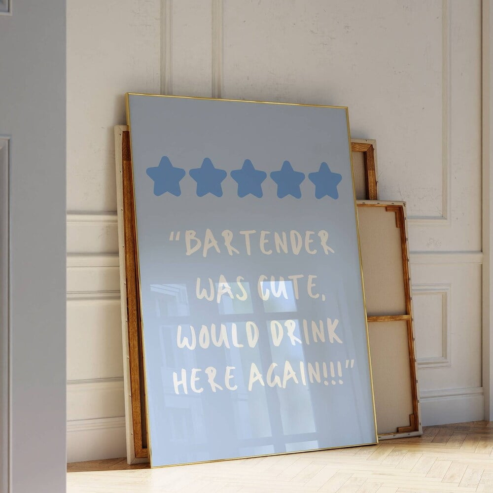 Kna Prints - Funky Bar Cart Poster Print, Preppy Kitchen Wall Decor ...