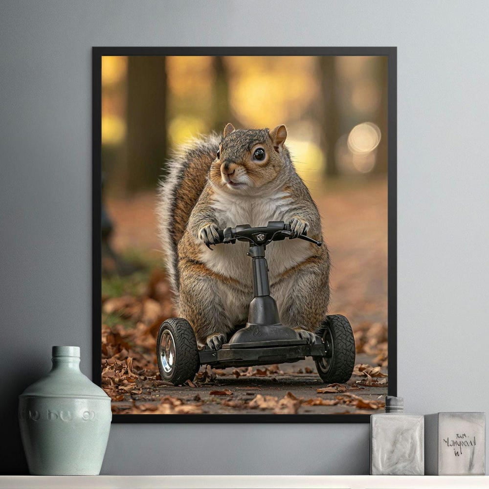 Kna Prints - Funny Adorable Squirrel Riding Toy Scooter Poster, Cute ...