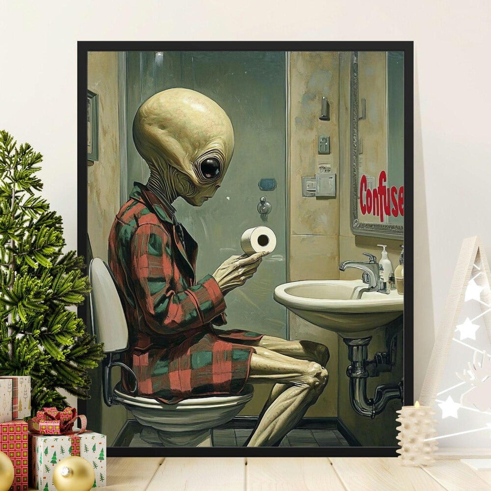 Kna Prints - Funny Alien Bathroom Poster, Hum.Orous Poster Print, Alien ...