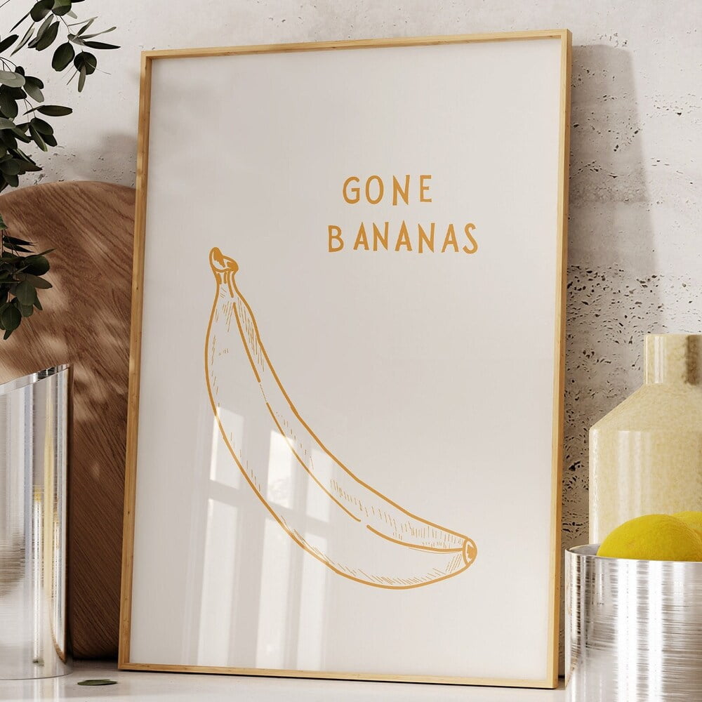 Kna Prints - Funny Banana Print Cute Kitchen Decor Minimalist Fruit ...