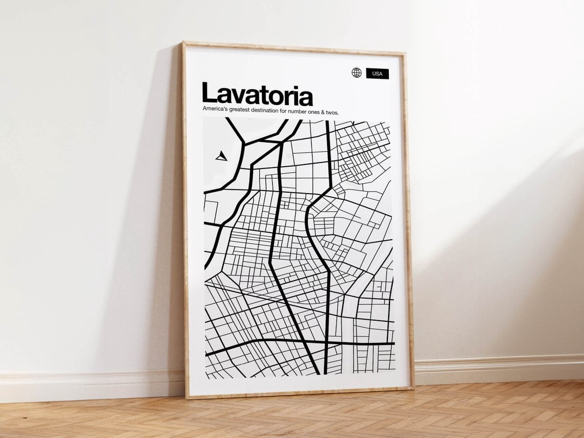 Kna Prints - Funny Bathroom City Map Print Bathroom Art Wall Decor ...