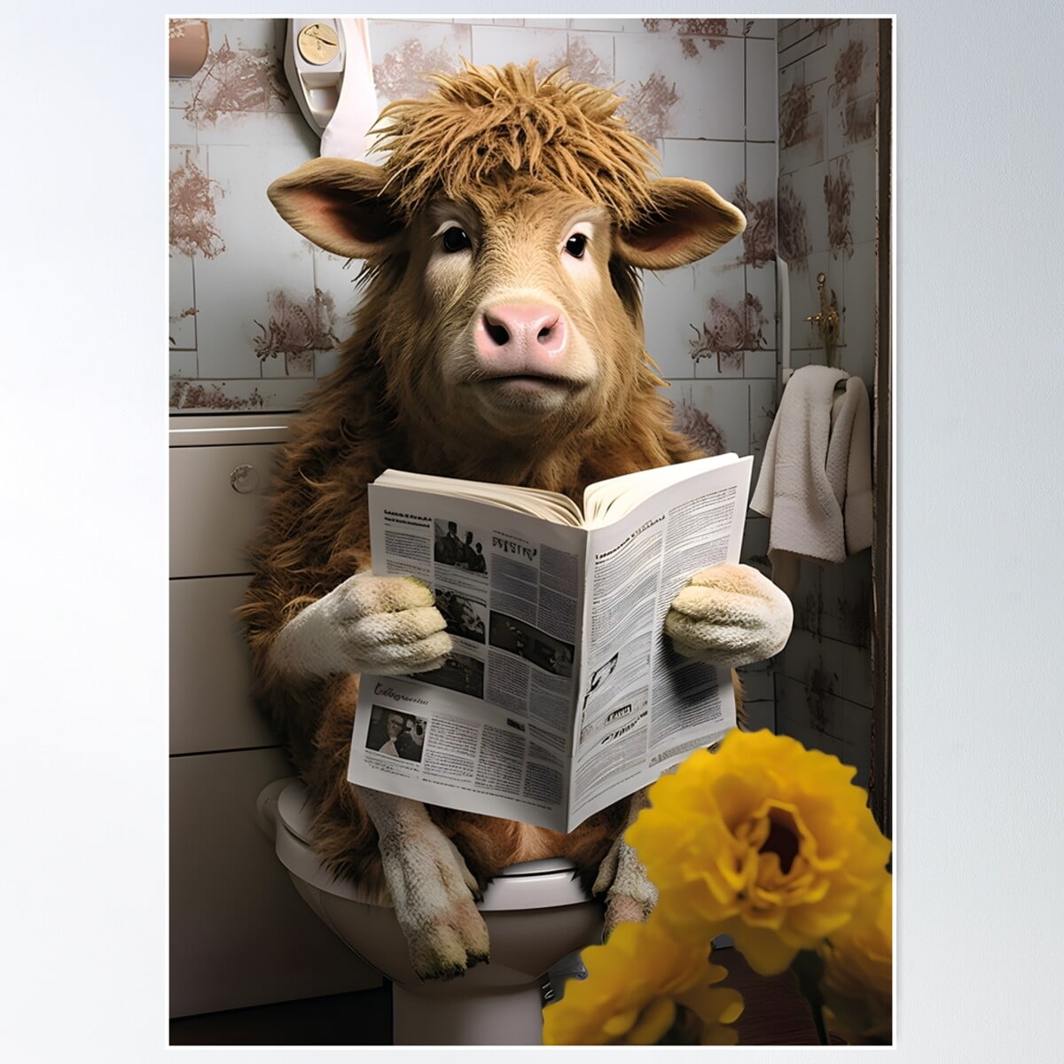 Kna Prints - Funny Bathroom, Toilet Or Restroom Cow 5 Poster Or Wall ...