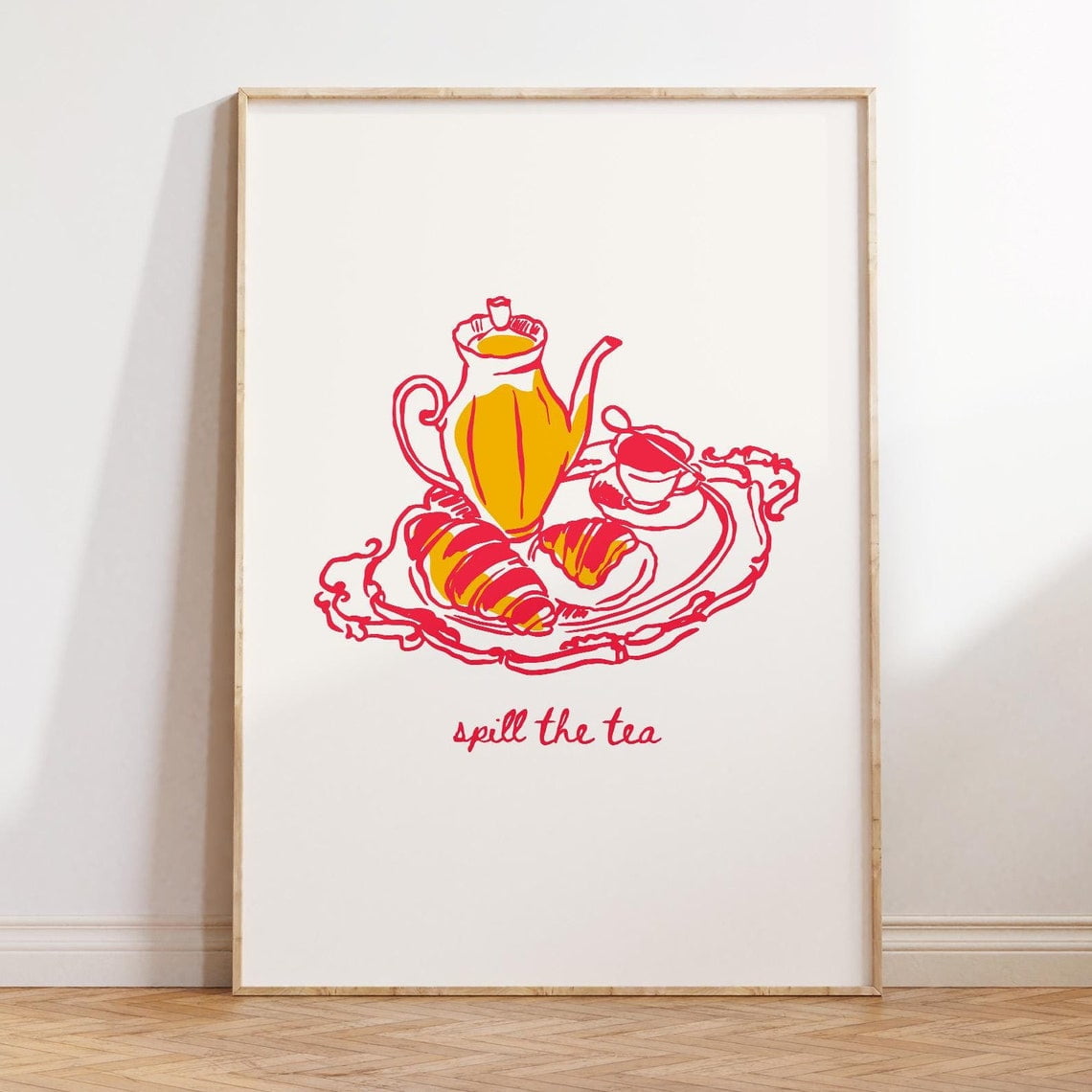 Kna Prints - Funny Breakfast Print, Spill The Tea Croissant Digital ...