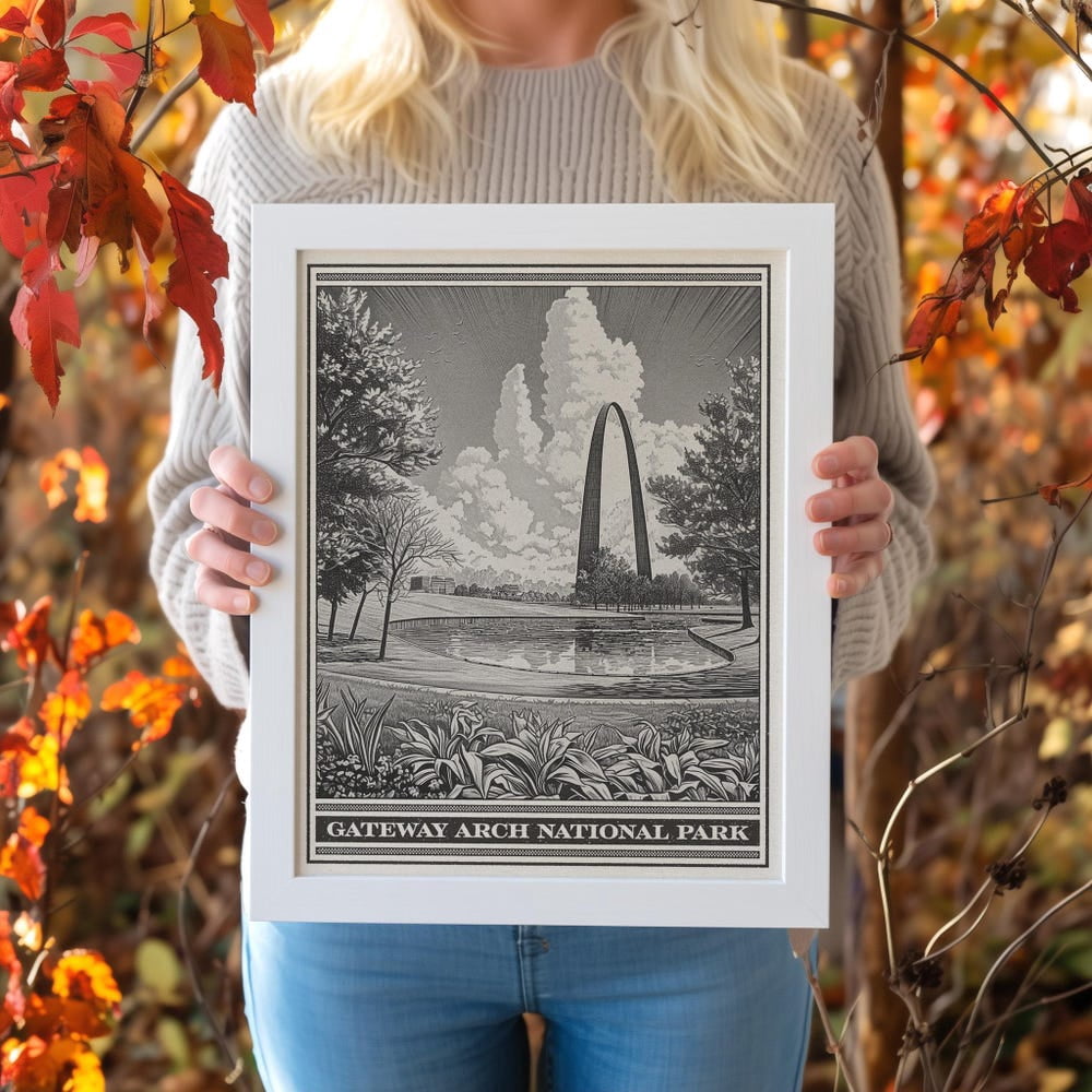 Kna Prints - Gateway Arch National Park Lithograph Style Print ...