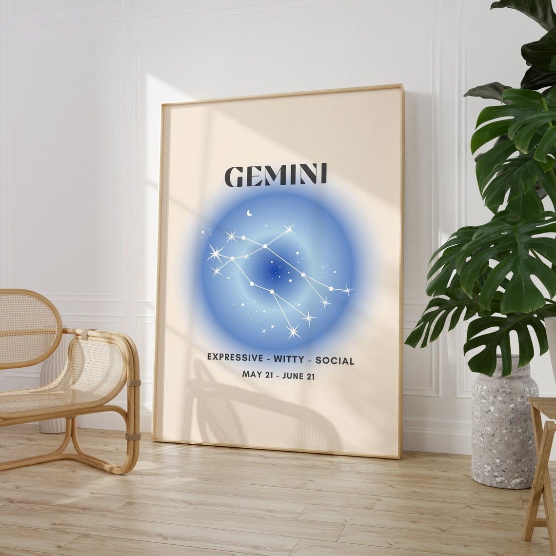 Kna Prints - Gemini Star Sign Print, Zodiac Art , Spiritual Wall Art ...