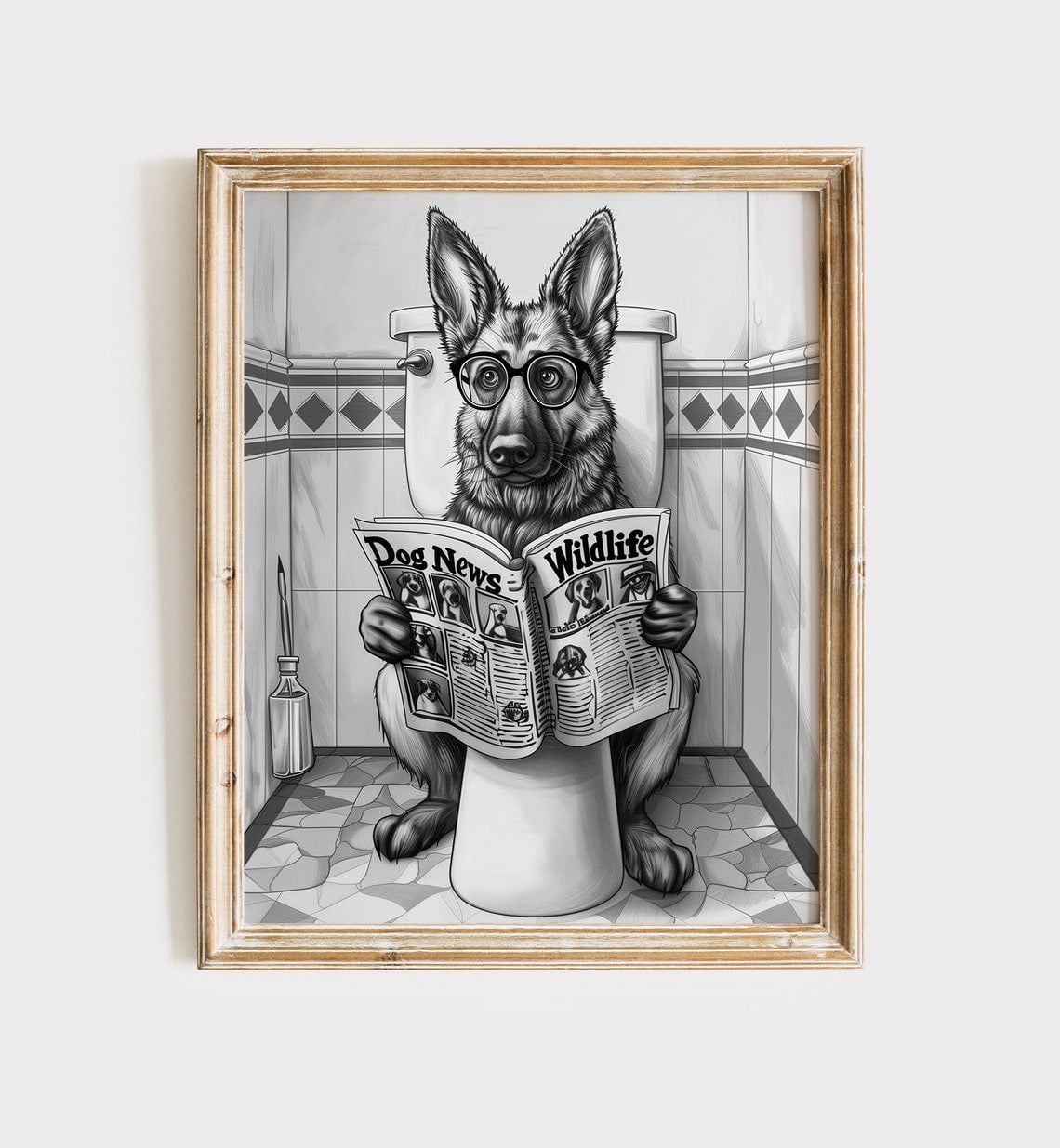Kna Prints - German Shepherd Art, German Shepherd Gift, Restroom Sign ...