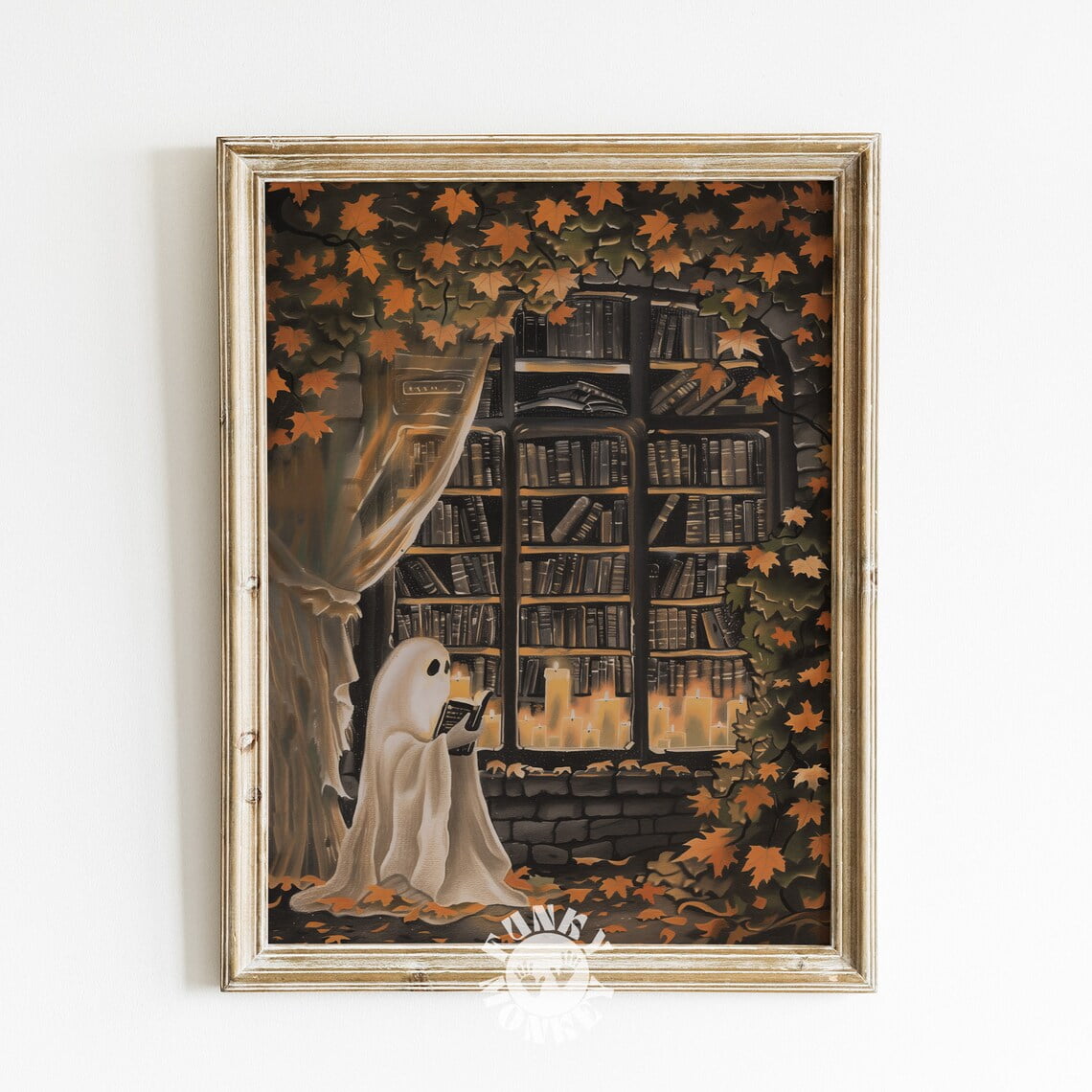 Kna Prints - Ghost Art Print, Ghost Reading Book , Library Ghost Wall ...