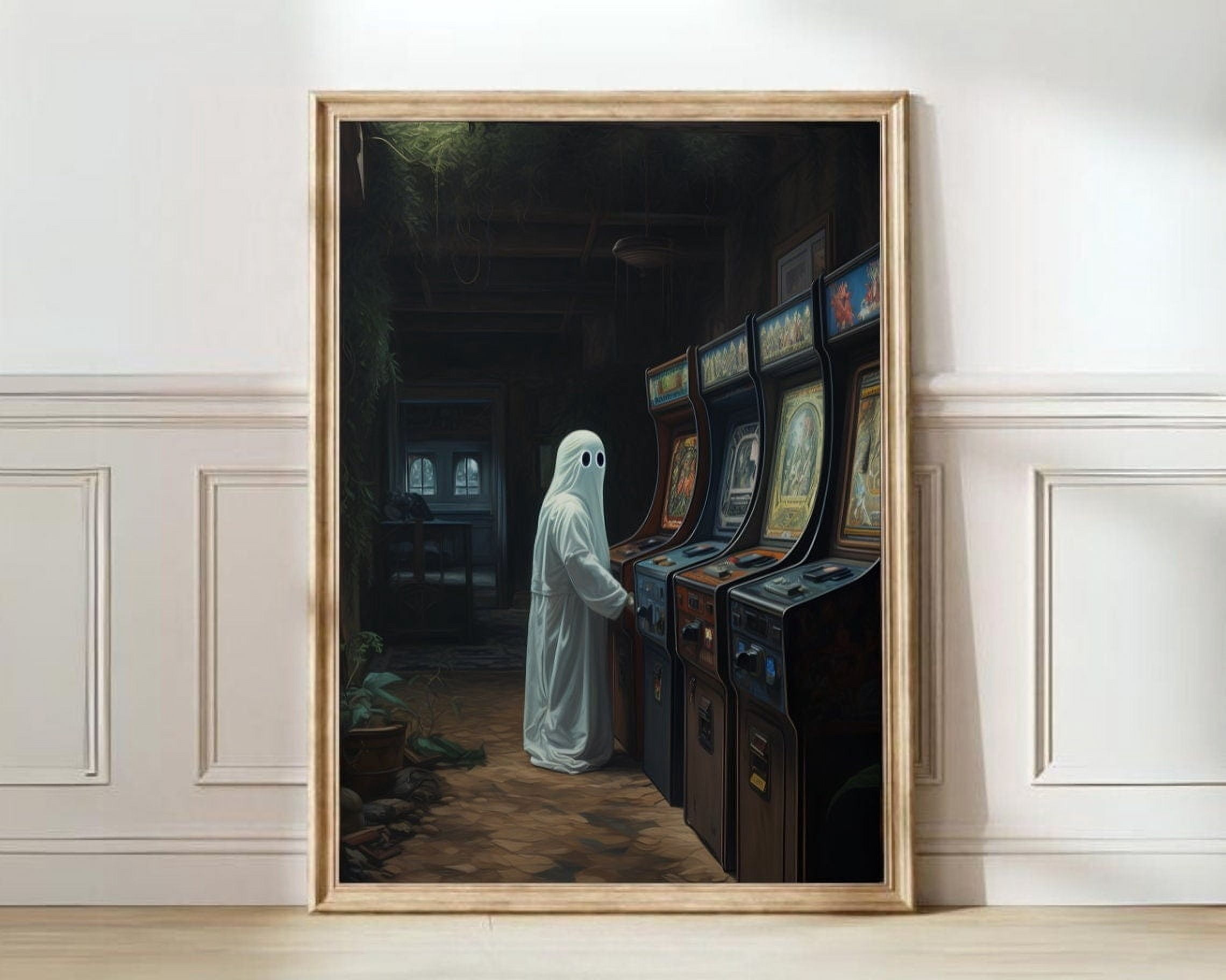 Kna Prints - Ghost Print Vintage Wall Art Ghost In Arcade Print Decor ...